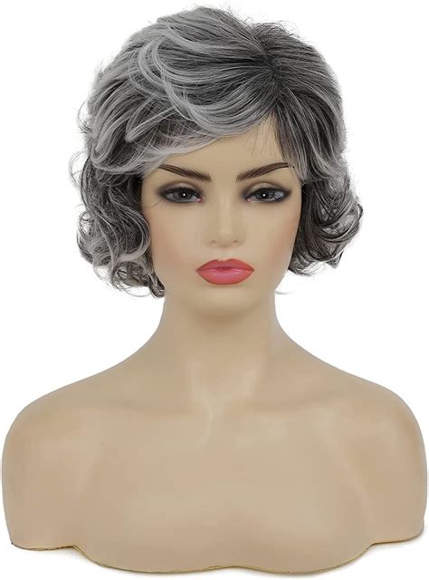 Beweig Short Curly Grey Wigs For Women Natural Looking Synthetic