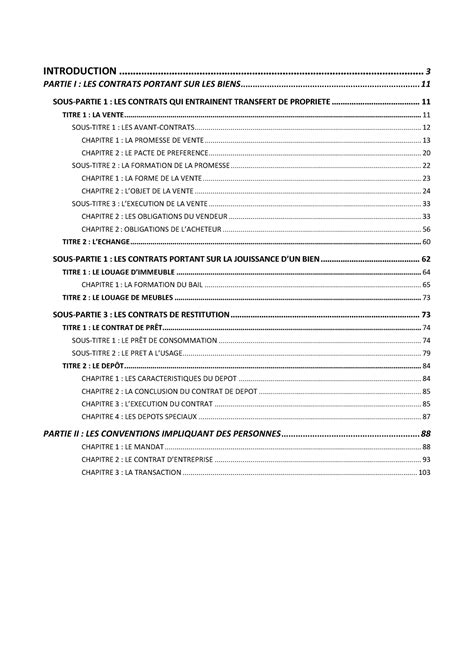 Droit civil contrats spéciaux INTRODUCTION PARTIE I LES CONTRATS