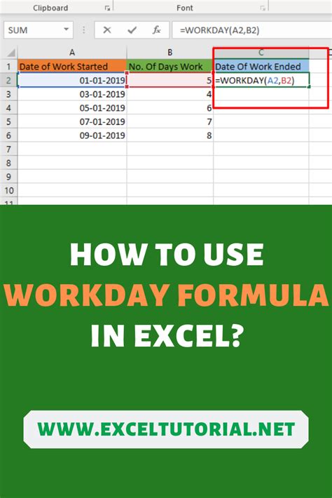 calculate workdays between two dates in excel youtube