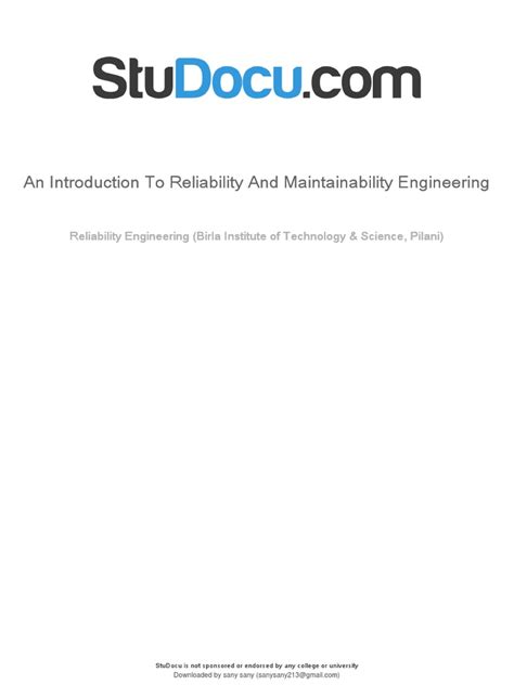 an introduction to reliability and maintainability engineering pdf pdf statistics