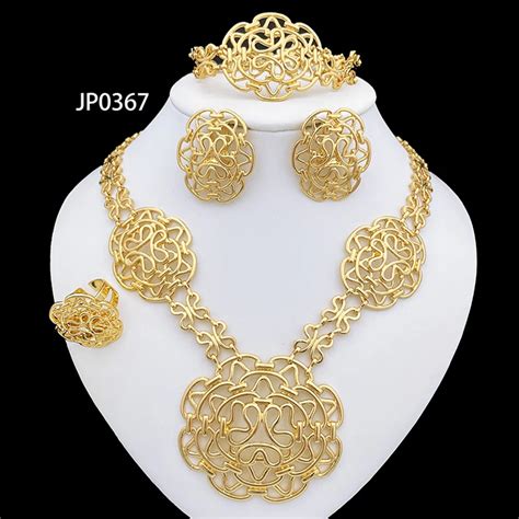 Dubai Gold Jewelry Sets Women Jewelry Necklace Ensembles Earrings