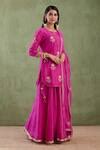 Buy Pink Cotton Silk Dupatta Chanderi Embroidery Notched Gharara Set