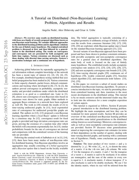 pdf a tutorial on distributed non bayesian learning problem algorithms and results