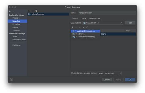 Configuring IntelliJ IDEA JxBrowser