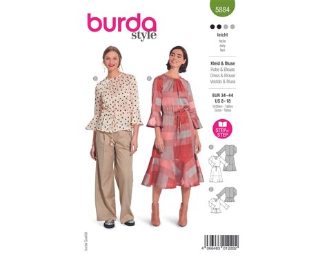 Schnittmuster Burda Style Kleid Bluse 5884 Der Buntspecht Shop