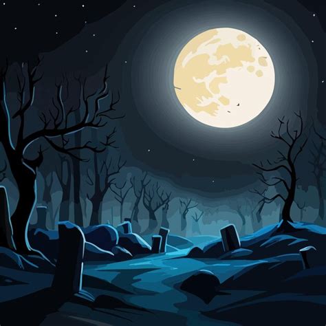 Scène D halloween Nuit Mystérieuse Forêt Brumeuse Avec Des Citrouilles
