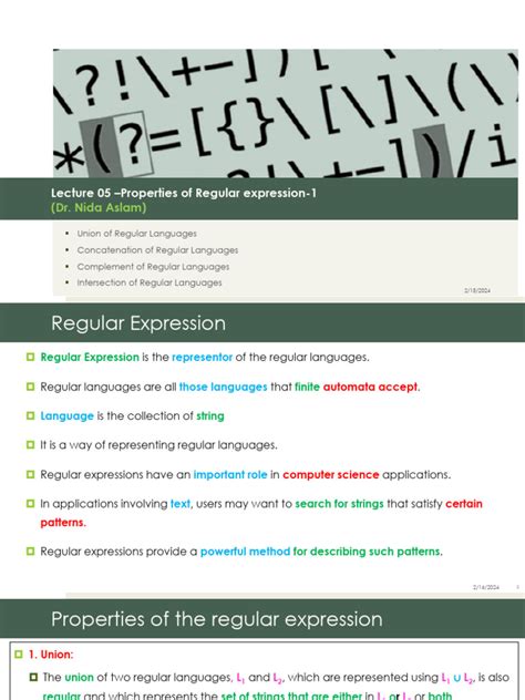 lecture 05 properties of regular expression 2024 1 2 download free pdf regular expression