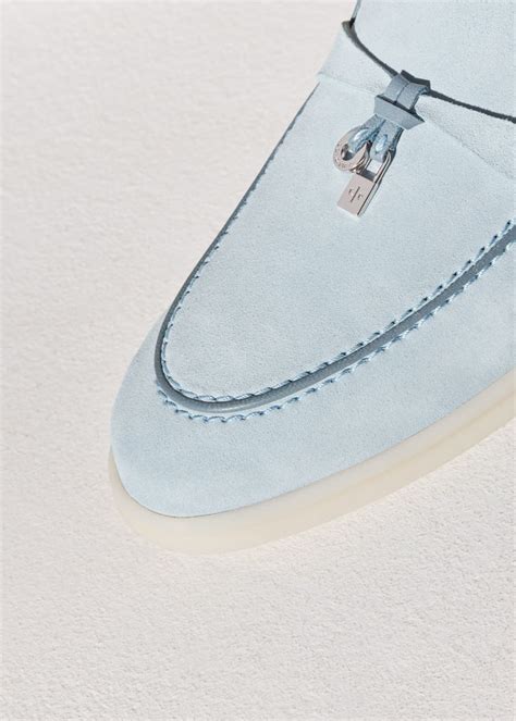 Charms Walk Babouche Loafers In Suede Spring Waterfall Melange Loro Piana