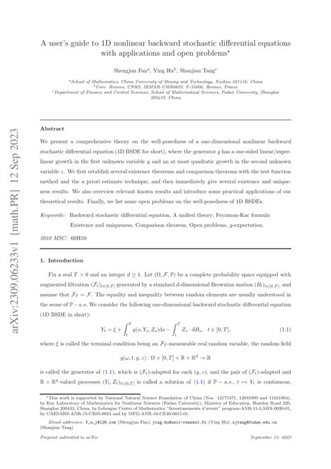 pdf a user s guide to 1d nonlinear backward stochastic differential equations with