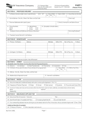 Fillable Online Life Insurance Application Banner Life Fax Email