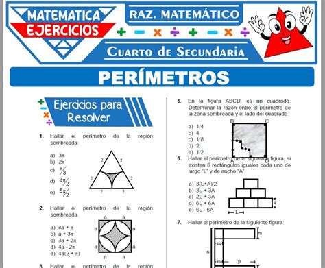 Ejercicios de Perímetros para Cuarto de Secundaria