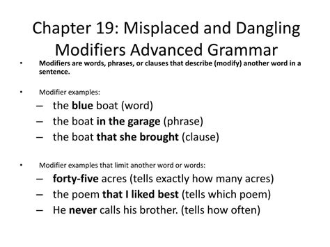 PPT Chapter 19 Misplaced And Dangling Modifiers Advanced Grammar