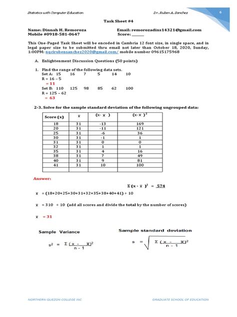 task sheet 4 for lesson 4 remoroza dinnah h 1 1 pdf statistical analysis teaching