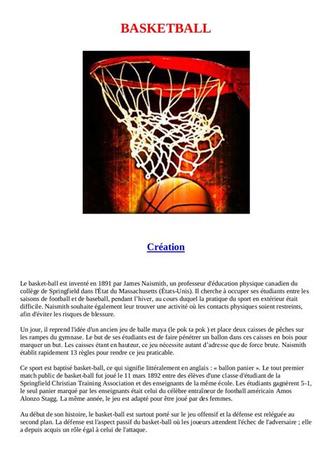 Le Basketball Histoire Et Regles Du Jeu PDF Par Jacky Fichier PDF