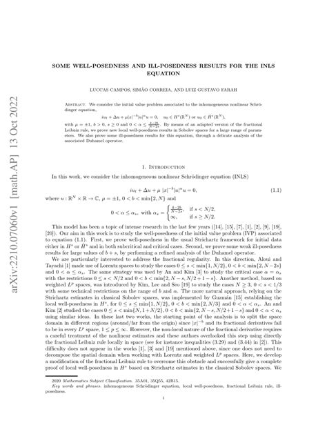 pdf some well posedness and ill posedness results for the inls equation