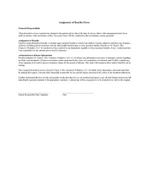 Fillable Online Assignment Of Benefits Form Docx Fax Email Print