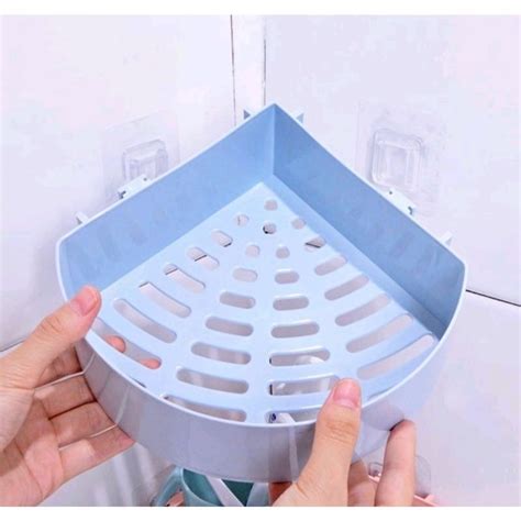 Jual Rak Sudut Siku Kamar Mandi Tempel Dinding Dispenser Sabun Tempat