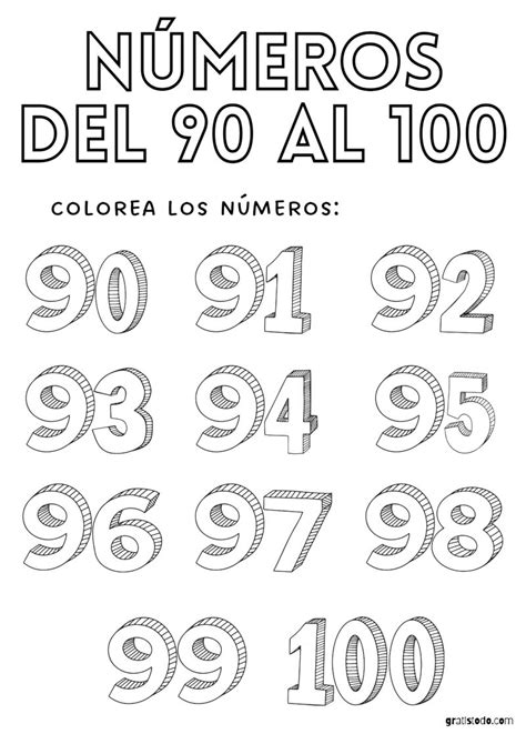 Dibujos Números del 1 al 100 para colorear e imprimir
