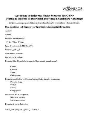Fillable Online Forma De Solicitud De Inscripcin Individual De Medicare