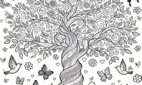 Coloriage de l arbre de vie en pleine nature à Télécharger ou à
