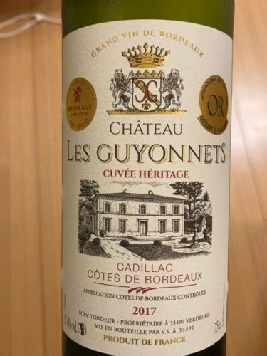 2017 Château Les Guyonnets Cuvée Héritage Cadillac Côtes de Bordeaux