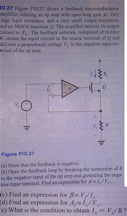 Solved Figure P10 27 Shows A Feedback Transconductance Chegg
