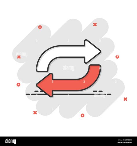 Icono de rotación de flecha en estilo cómico Sinc acción dibujo