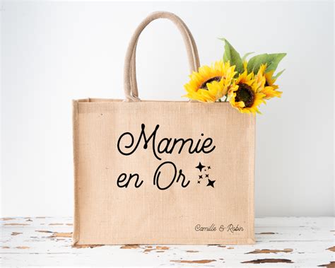 Sac cabas personnalisé Mamie en Or Bouille d amour