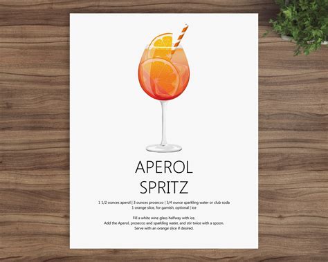Druckbare Aperol Spritz Cocktail Druck Cocktail Kunst Etsy
