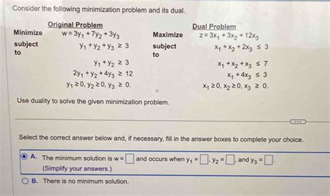 consider the following minimization problem and its dual original problem dual problem mi