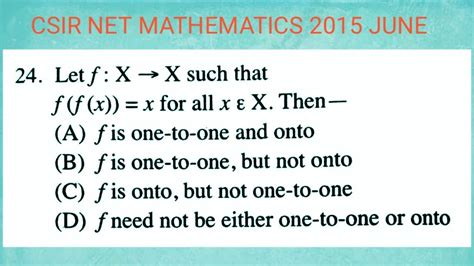 csir net mathematics one to one and onto function youtube