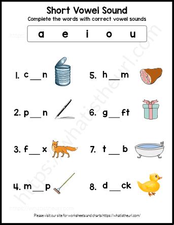 Short Vowel Sounds Worksheets Exercise 1 Your Home Teacher