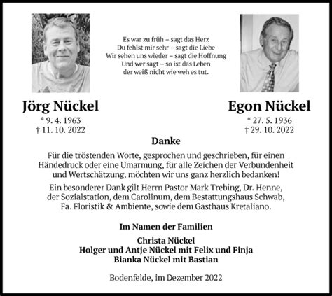 Traueranzeigen von Jörg Nückel Trauer HNA de