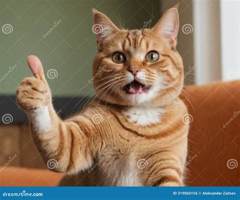 A Cat Is Giving A Thumbs Up Sign Stock Illustration Illustration Of