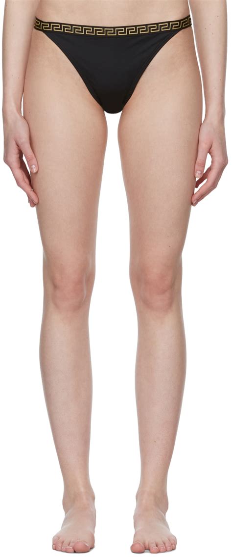 Black Greca Border Bikini Bottom By Versace Underwear On Sale