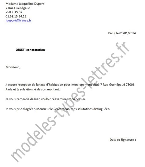 Modele Lettre Exoneration Taxe D Habitation