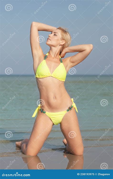 Mujer En Bikini En La Playa Imagen De Archivo Imagen De Modelo Fondo