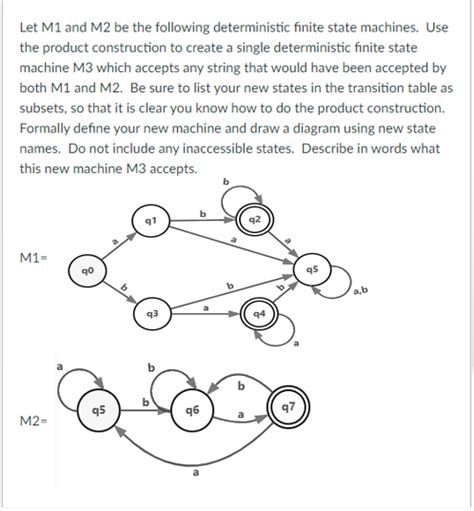 solved let m1 and m2 be the following deterministic finite