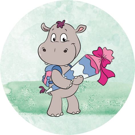 Buttonvorlage Einschulung Nilpferd Zaubereinmaleins Shop