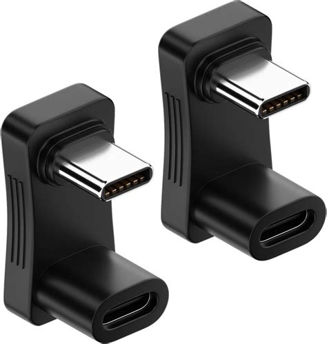 2 Pack 180 Degree Angle USB C Adapter U Shaped Widening Gap 11mm