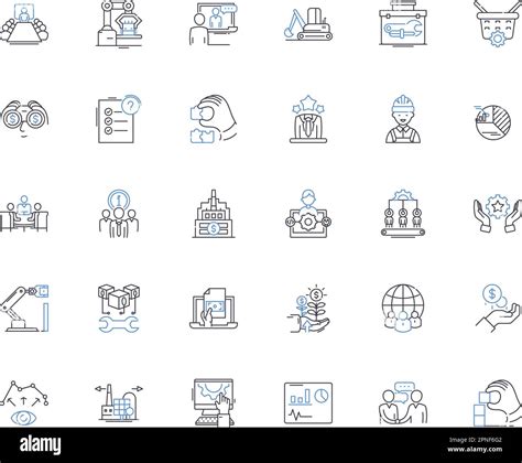 Mass Production Line Icons Collection Efficiency Standardization
