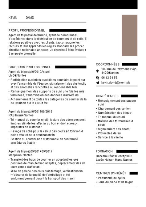 Agent de tri postal exemple et modèles de CV monCVParfait
