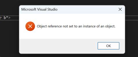 Object Reference Not Set To An Instance Of An Object Exception When