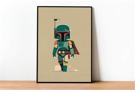 Printable Minimalist Boba Fett Poster Star Wars Print Art Jedi Wall Art
