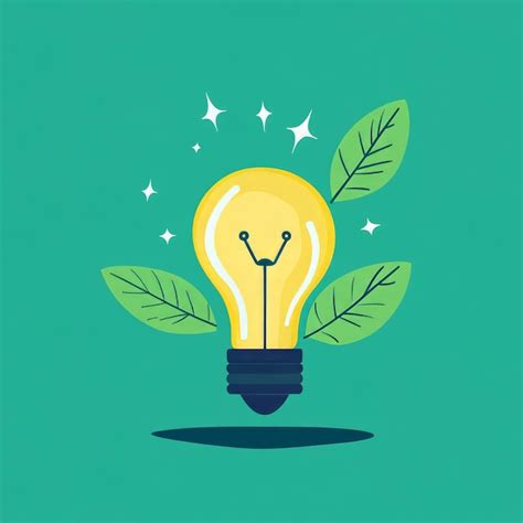 Light Bulb With Green Leaves On Green Background Premium AI Generated