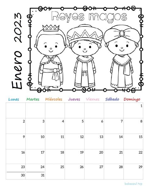 Calendario 2023 Imprimir Y Colorear Bebeazul Top