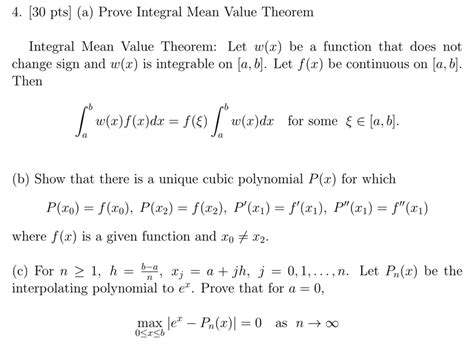mean value theorem for integrals