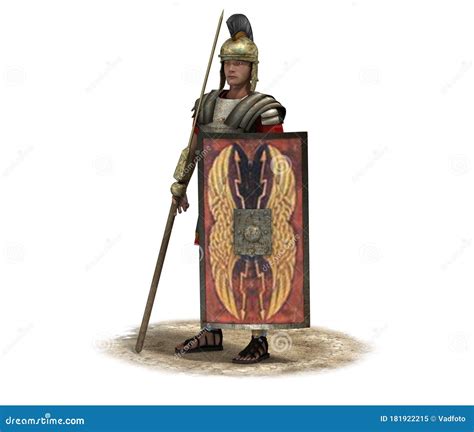 Warrior Character Naked Man In A Helmet And A Loincloth Holding A Long