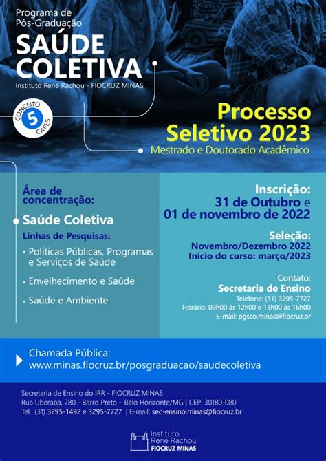 Fiocruz Lan A Editais Para Mestrado E Doutorado Em Sa De Coletiva