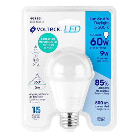 Lámpara LED tipo bulbo A19 9 W con sensor de movimiento De LED 46993